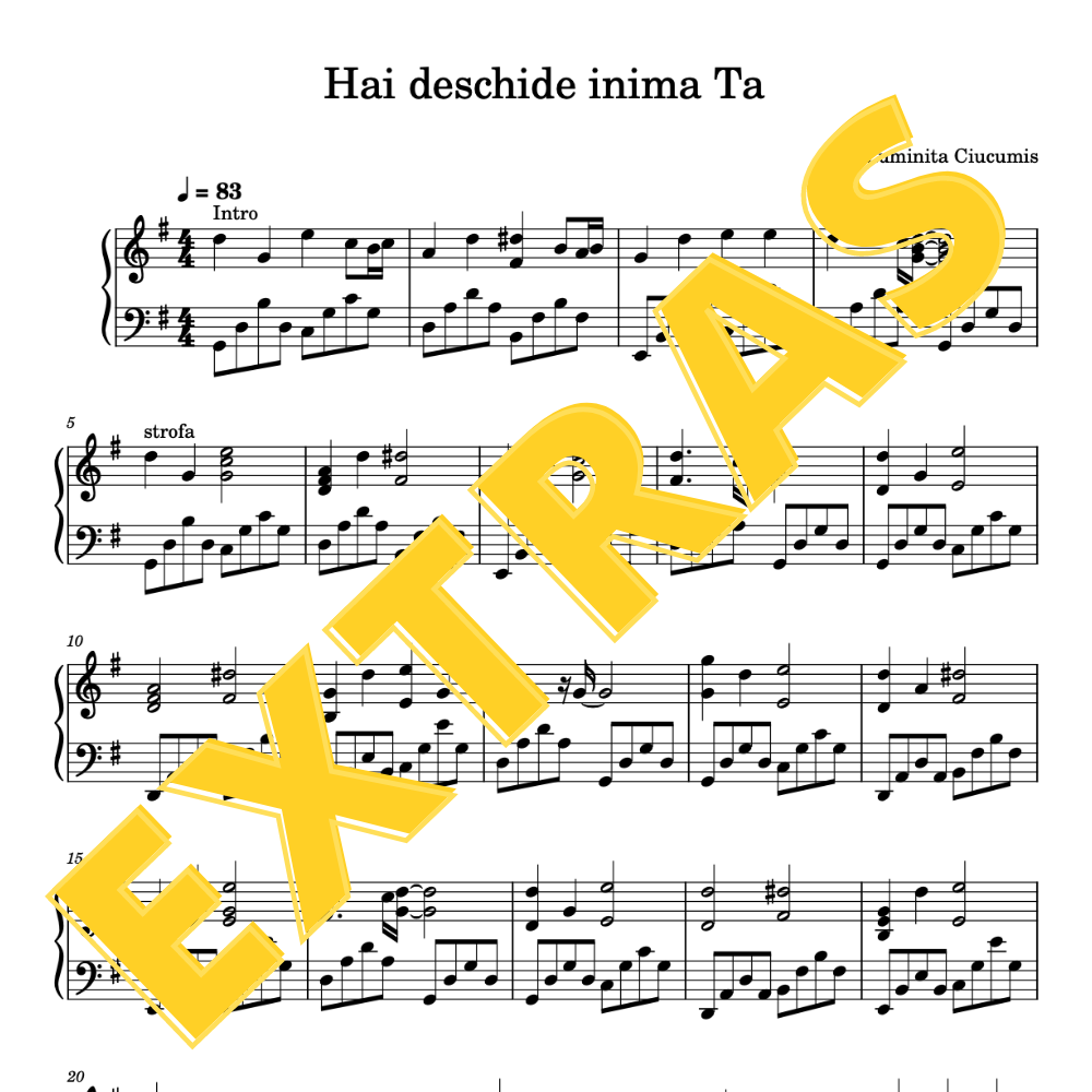Hai deschide inima Ta - partitura pian
